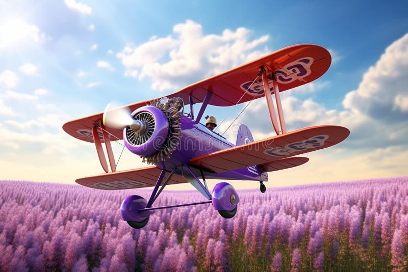 Experience the Serenity of a Vintage Biplane Stock Illustration ...