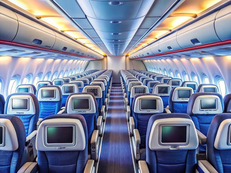 Pristine Aircraft Interior Empty Cabin with Modern Screens Perfect for ...