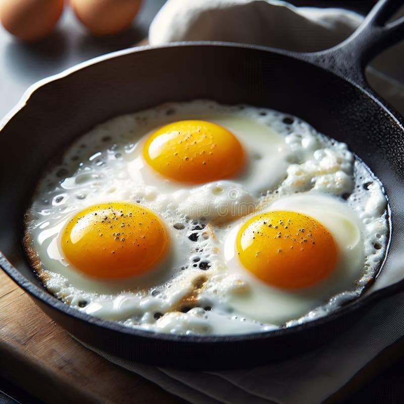 Sizzling Pan-Fried Eggs: Irresistibly Crispy, Generative AI. Stock ...