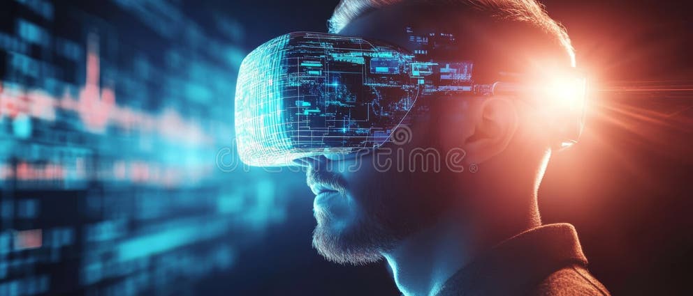 Experience a Stunning Futuristic VR with Advanced Data Visualization Technology Stock Image ...