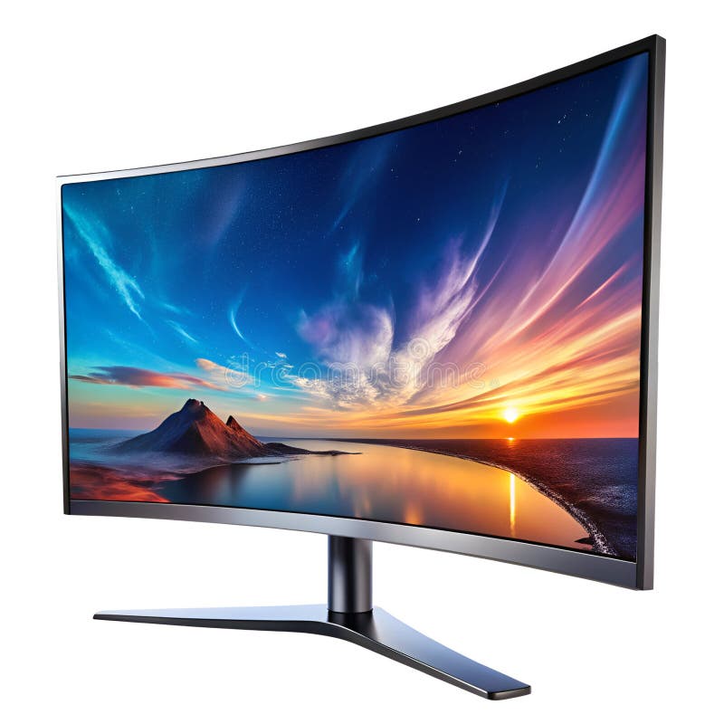 Modern Curved Display Showcasing Beautiful Landscape Scene Against ...