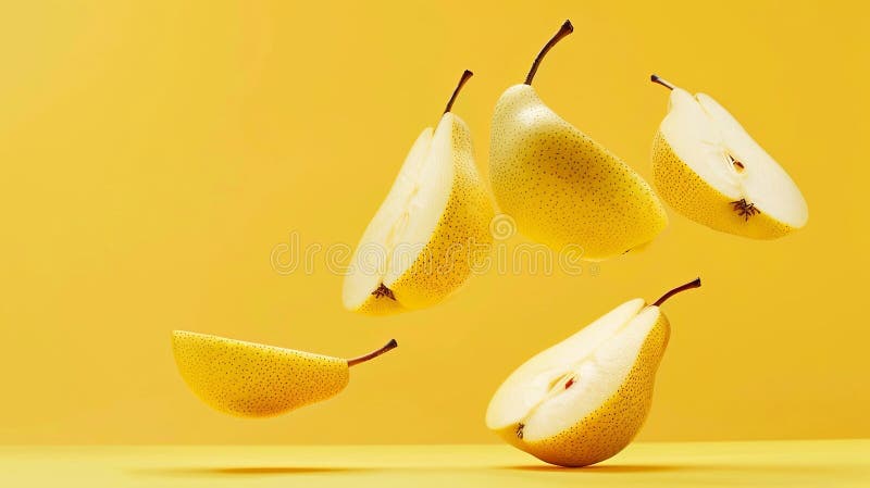 Experience the Surreal Beauty of Floating Pears Against a Soft ...