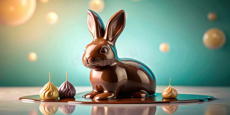 Minimalist Easter Chocolate Bunny Background Melting Chocolate Rabbit ...