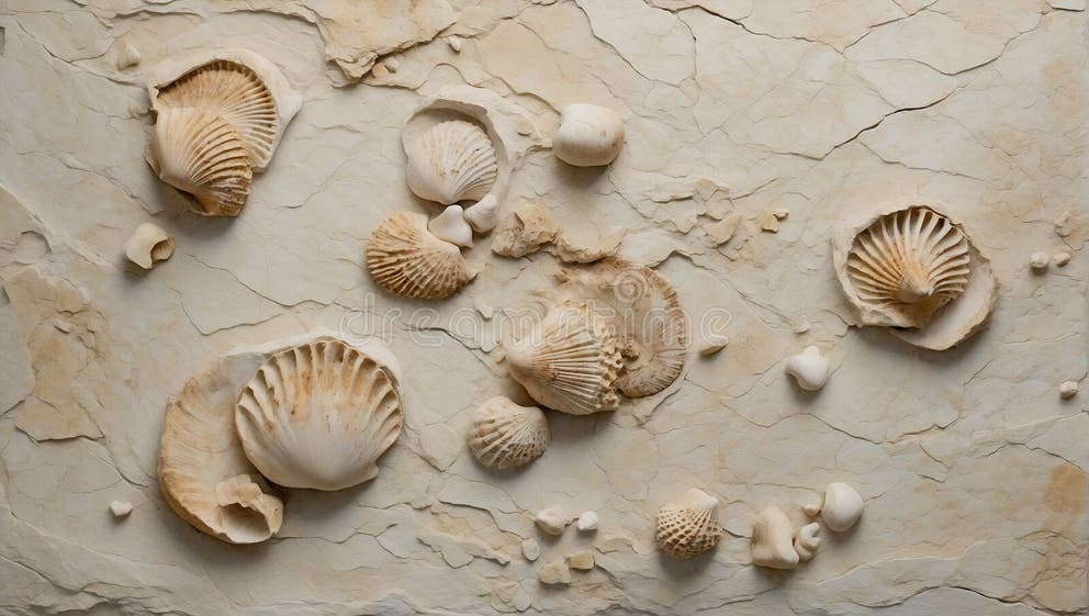 Seashell Symphony: Fossilized Limestone Serenity. AI Generate Stock ...