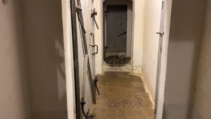 Exploring Bunker Depths: First-Person POV through Heavy Doors Stock ...