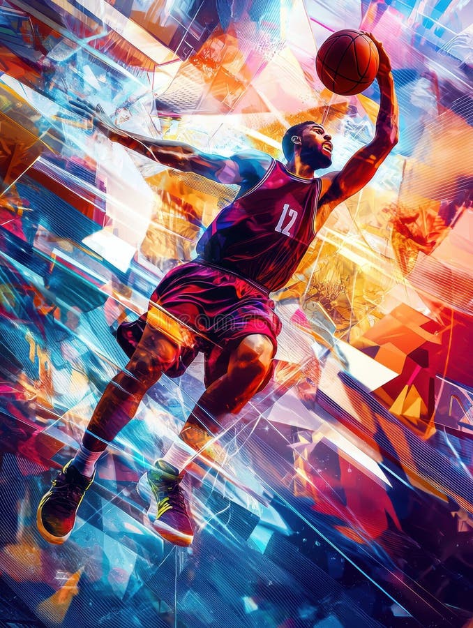 Dynamic Basketball Action in Vibrant Visuals Stock Illustration ...