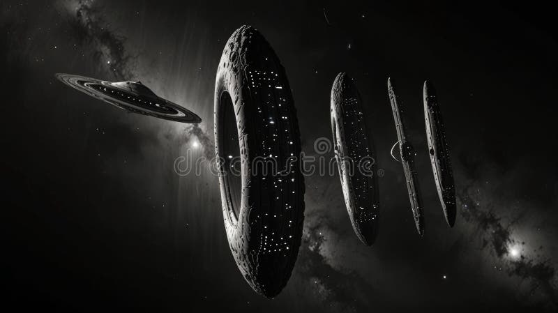 Massive Alien UFOs in Space Extraterrestrial Fleet Stock Illustration ...
