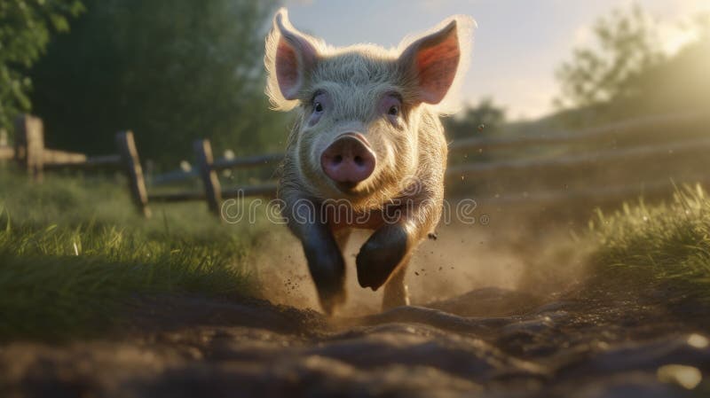 Pig Running in Ultra Hd with Canon Eos R3 Stock Illustration ...