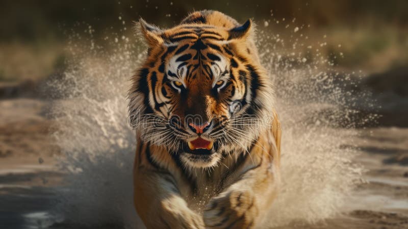Tiger Running in Ultra Hd with Canon Eos R3 Stock Illustration ...