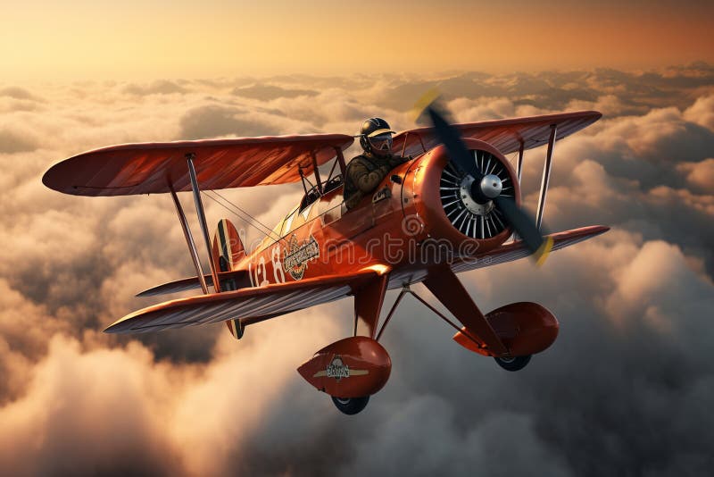 Experience the Thrill of a Wingwalker Performing Stock Illustration ...