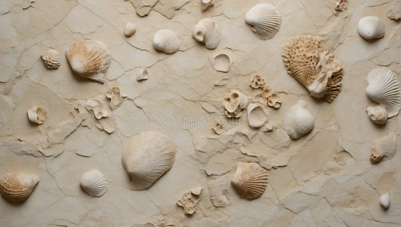 Seashell Elegance: Fossilized Limestone Background. AI Generate Stock ...