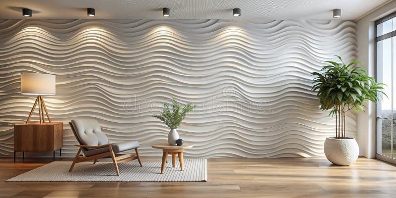 Subtle Wave Pattern on White Wall a Calming Minimalist Design for a ...