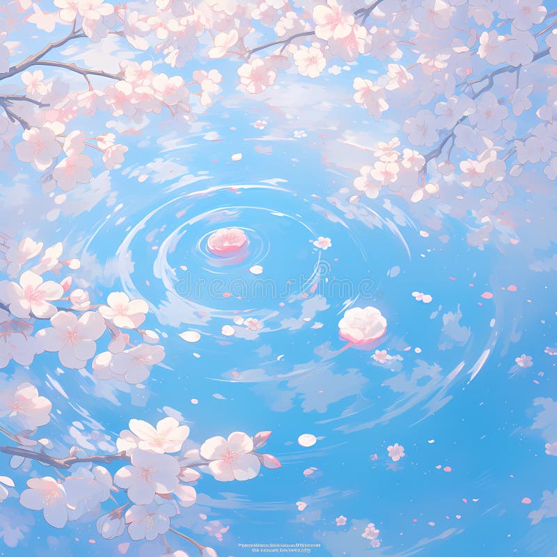 Serene Spring Waterscape stock illustration. Illustration of tranquil ...