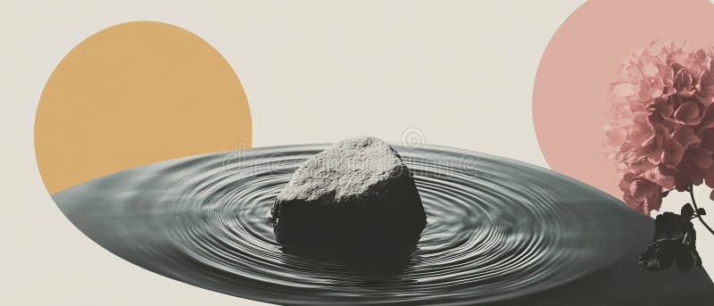 Experience Tranquility through Minimalist Collage of Stone and Floral ...