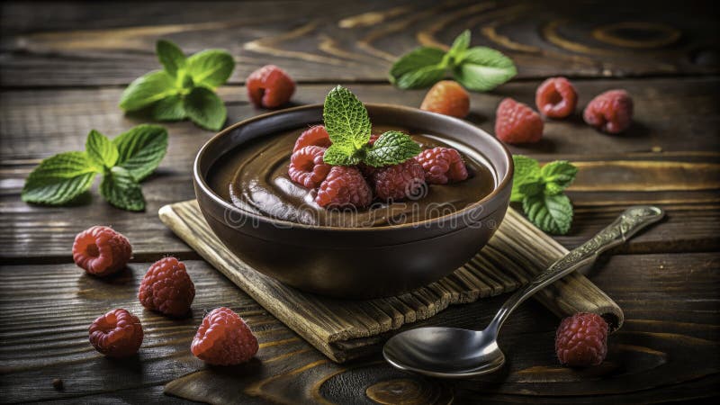 A Rich and Indulgent Dark Chocolate Pudding Exquisitely Plated with ...