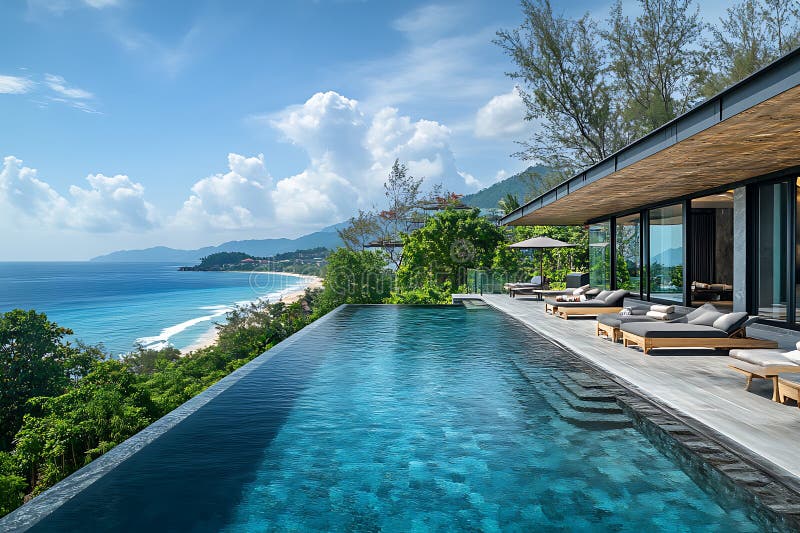 Luxurious Infinity Pool Overlooking a Scenic Beach with Ocean Views and ...