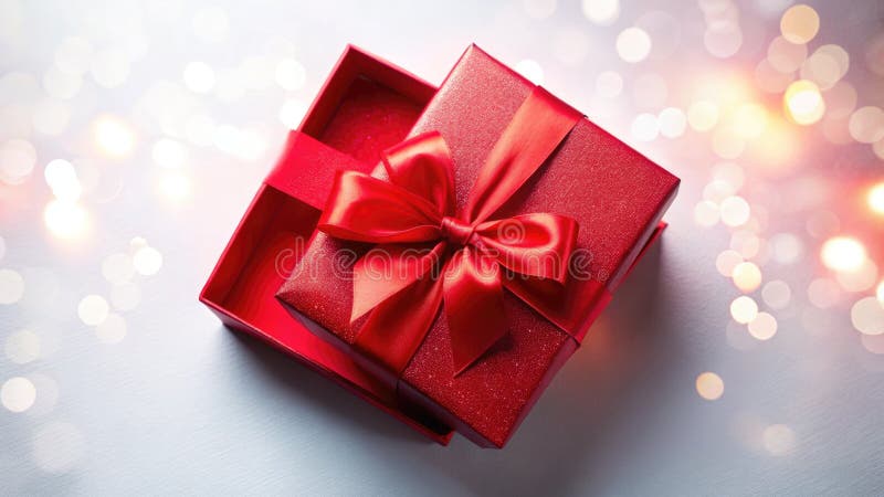 Unveiling a Surreal Red Gift Box a Dreamlike TopDown View of a ...