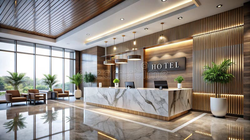 Experience Unparalleled Luxury a Stunning Modern Hotel Reception Desk ...
