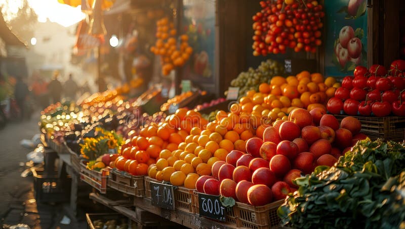 Experience the Vibrant Colors and Sights of the Fruit Market at Sunset ...