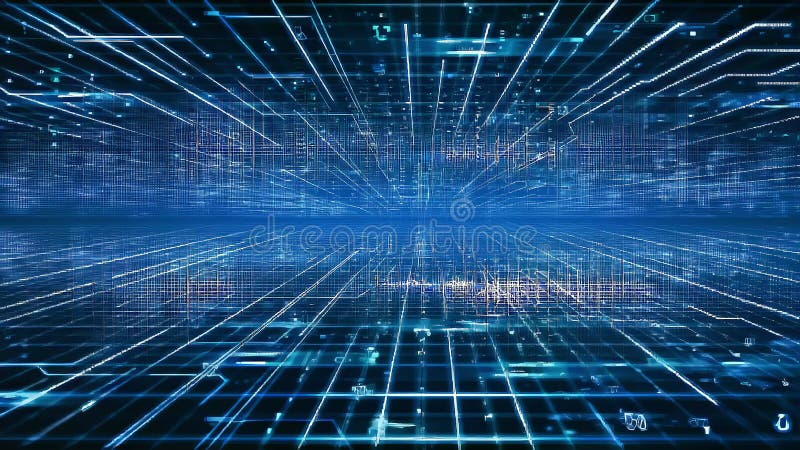 Exploring a Futuristic Digital Landscape Filled with Glowing Lines and ...