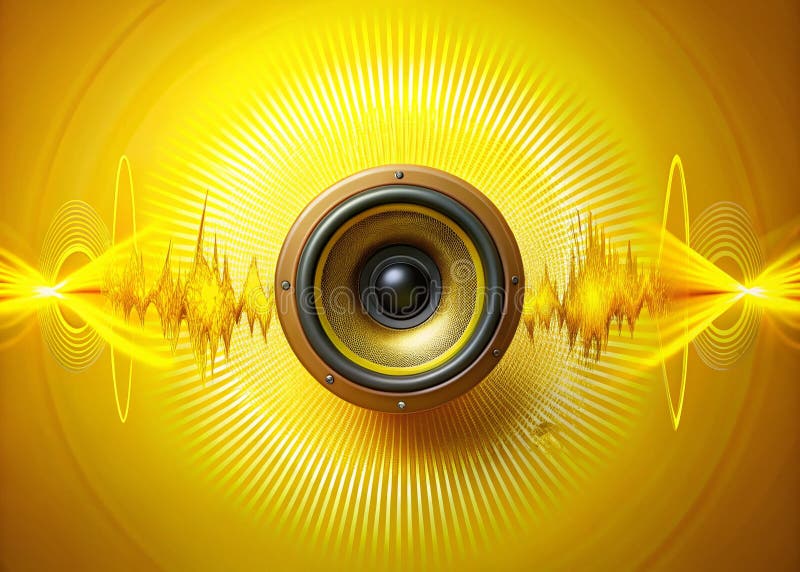 Immersive Audio Experience a Surreal Yellow Soundwave Speaker Captured ...