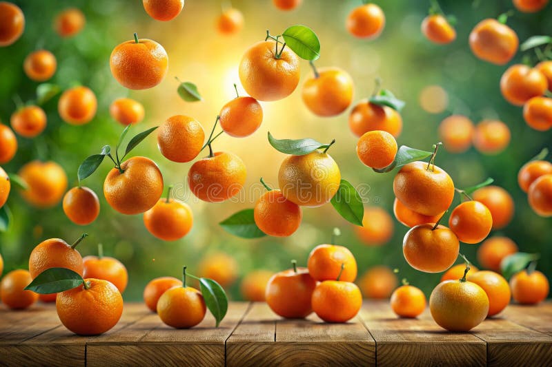 Dynamic 3D Render of Falling Mandarins a Panoramic View with Alpha ...