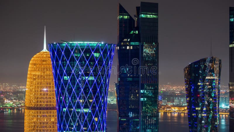 DOHA, QATAR - OCTOBER 25, 2024: Stunning Skyline View of Illuminated ...