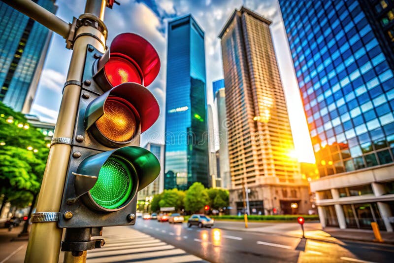 Stunning Digital Art of a Modern City Intersection at Traffic Light ...