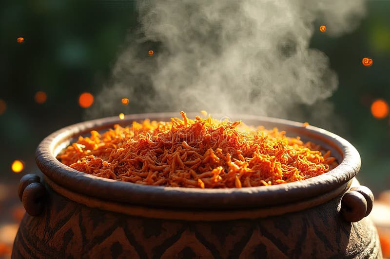 Aromatic Dried Spices Steaming in a Traditional Earthenware Pot a ...