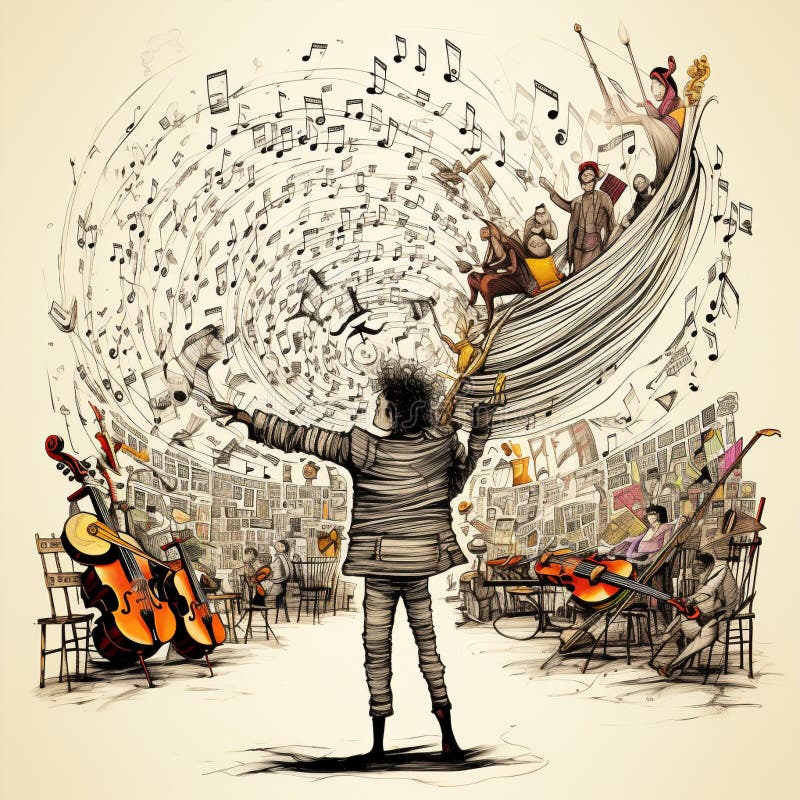 Whimsical Quill Symphony stock photo. Image of ensemble - 291943294