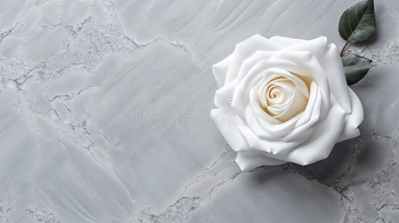 Whispering Elegance: White Rose on Grey Surface with Subtle Beauty ...