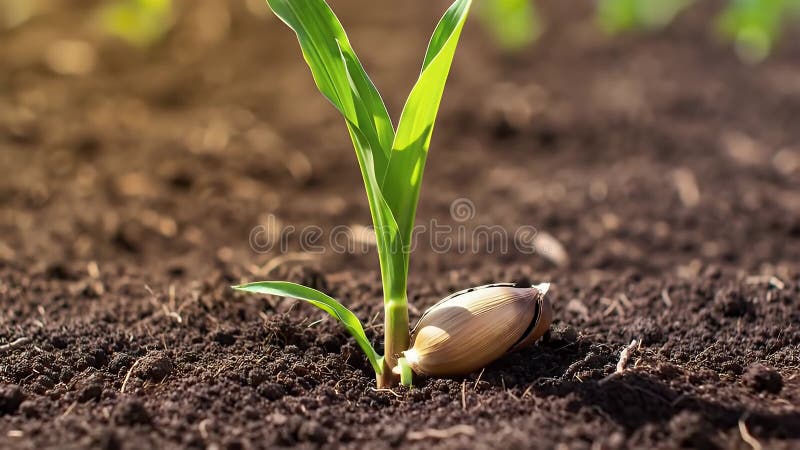 Time Lapse of Corn Seed Germination Under Warm Daylight Showcasing ...