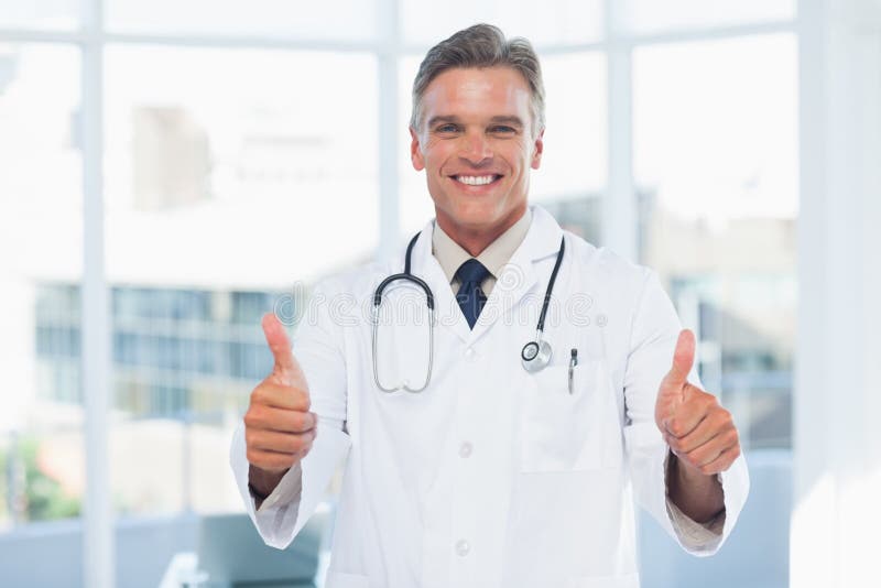 Experienced Doctor Posing Thumbs Up Stock Image - Image of male, staff ...