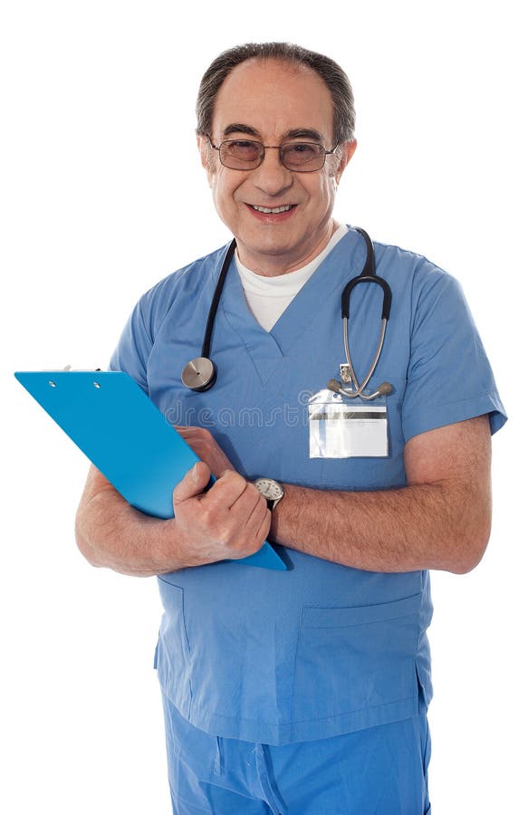 Experienced Doctor Smiling at Camera Stock Image - Image of holding ...