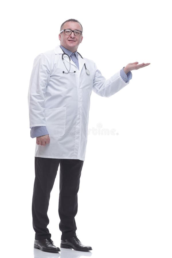 Experienced Doctor with a Virtual Object in the Palm of His Hand Stock ...