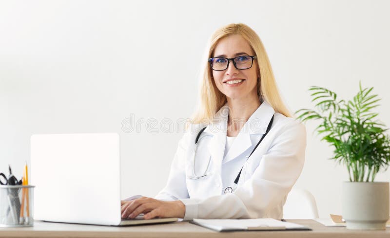 Experienced Doctor Working on Medical Expertise in Office Stock Image ...