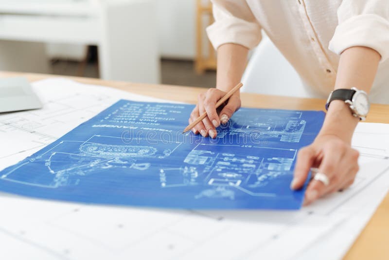 Experienced Engineer Making the Draft in the Studio Stock Photo - Image ...