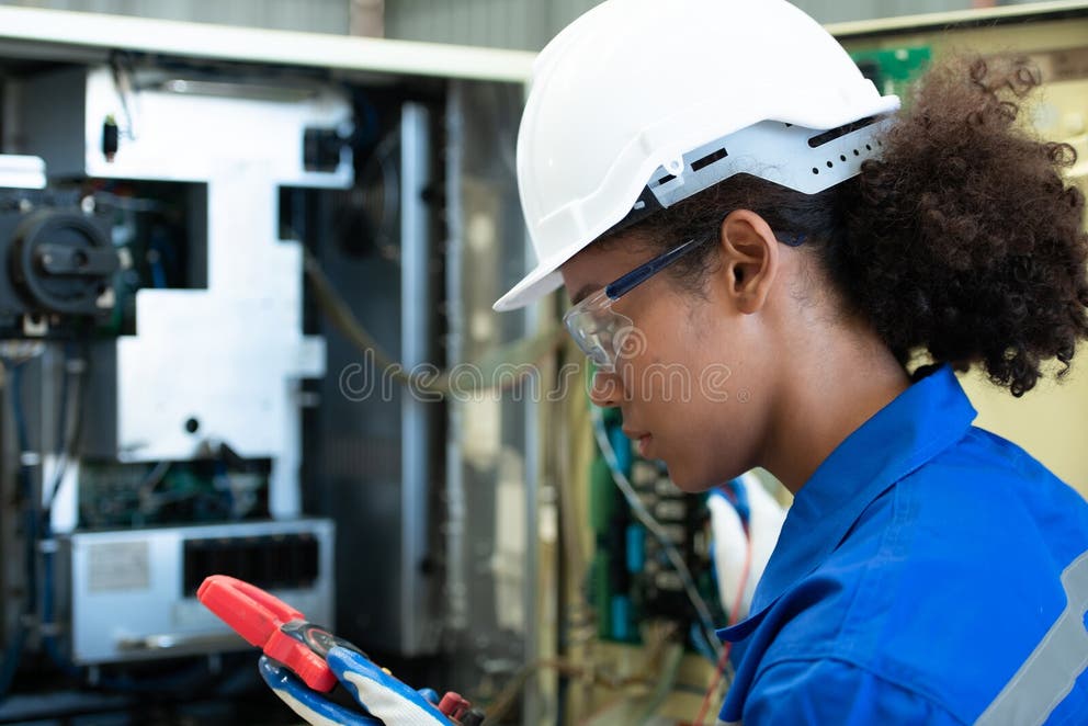 Experienced Female Electrical Engineer the Electrical System Stock ...