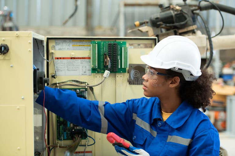 Experienced Female Electrical Engineer the Electrical System Stock ...