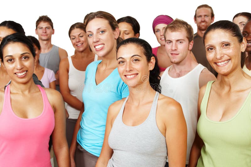 Experienced Instructor with Her Class. a Happy Yoga Class Standing ...