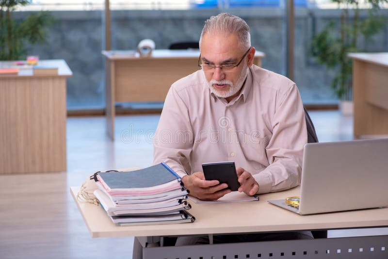 Old Male Bookkeeper in Budget Planning Concept Stock Image - Image of ...