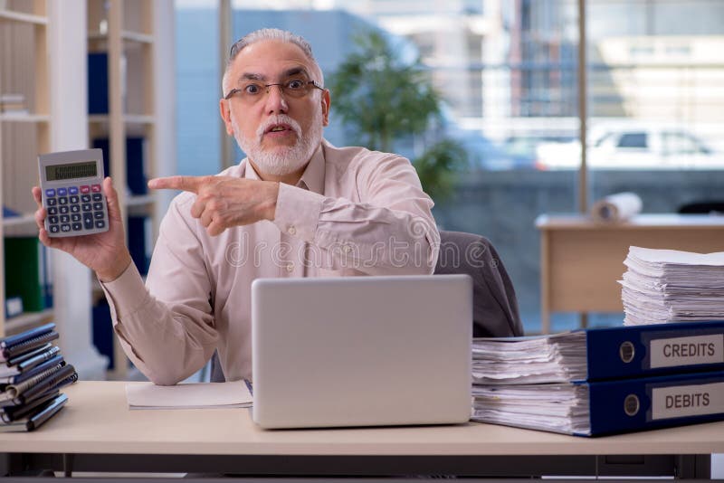 Old Male Bookkeeper in Budget Planning Concept Stock Photo - Image of ...