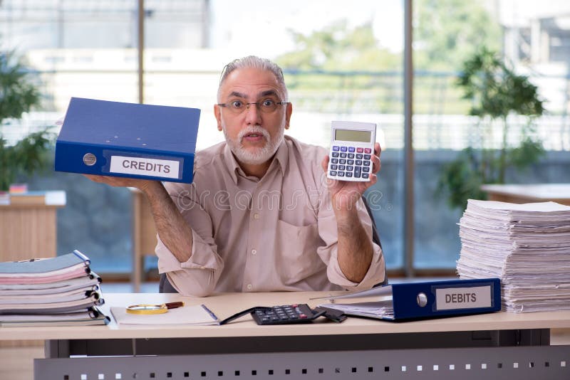 Old Male Bookkeeper in Budget Planning Concept Stock Photo - Image of ...