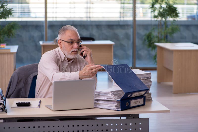 Old Male Bookkeeper in Budget Planning Concept Stock Photo - Image of ...