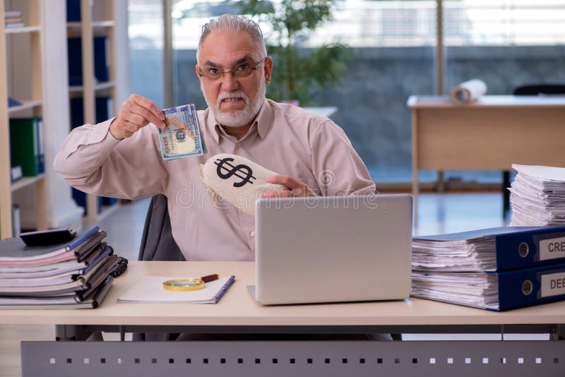 Old Male Bookkeeper in Budget Planning Concept Stock Photo - Image of ...
