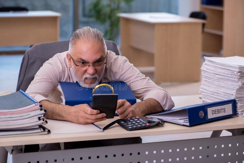 Old Male Bookkeeper in Budget Planning Concept Stock Image - Image of ...