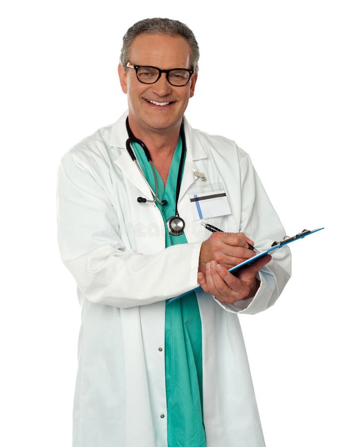 Experienced Male Doctor Making Report Stock Image - Image of maturity ...