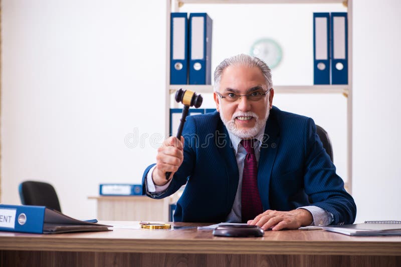 Experienced Male Judge Sitting in the Office Stock Image - Image of ...