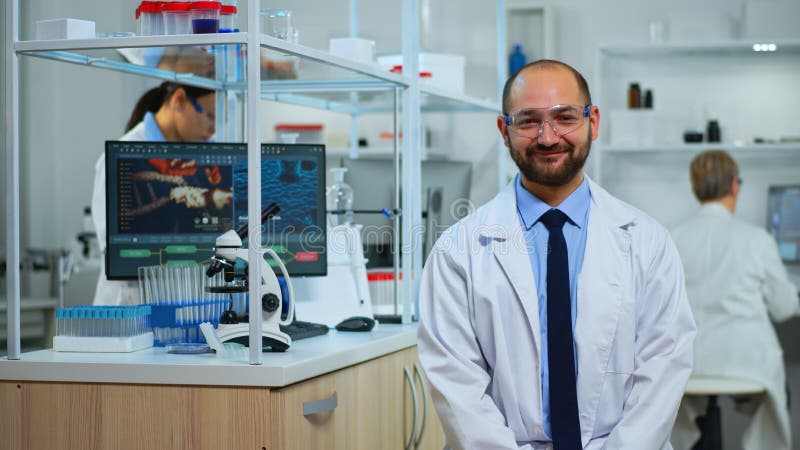 Experienced Man Scientist Looking at Camera Smiling Stock Image - Image ...