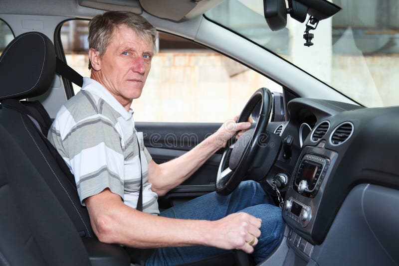 Experienced Mature Driver in Car Stock Image - Image of male, driving ...